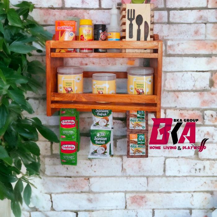 Jual RAK BUMBU GANTUNG 2 SUSUN RAK JUMBO SERBAGUNA KAYU JATI BELANDA ...