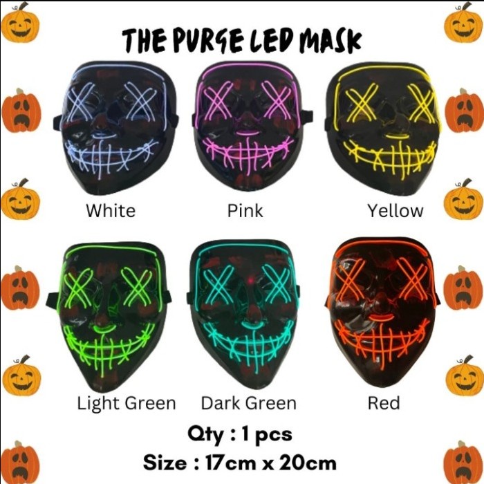 Jual PREMIUM Halloween The Purge led mask/topeng tengkorak wwarna lampu ...