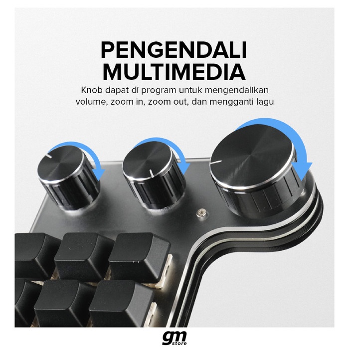Jual Macro Pad Mechanical Keyboard For Editing Multimedia Knob Shortcut ...