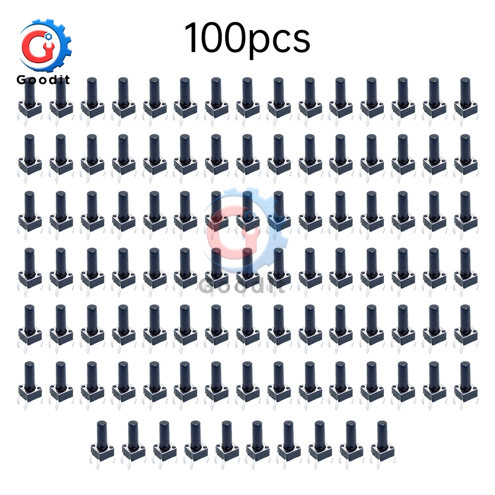 Jual 100 PCS Back Terminal Push Button Switch Tactile Switch 6x6mm 4 ...