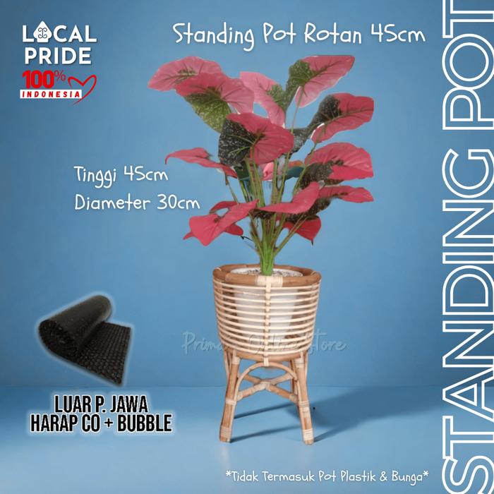 Jual PREMIUM STANDING POT BUNGA - VAS BUNGA ROTAN ukuran 45cm MINIMALIS ...