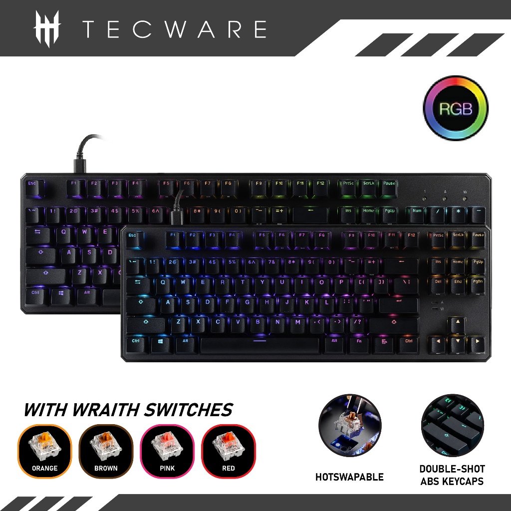 Jual TECWARE PHANTOM+ RGB Mechanical Keyboard Pre-lubed Switch ...