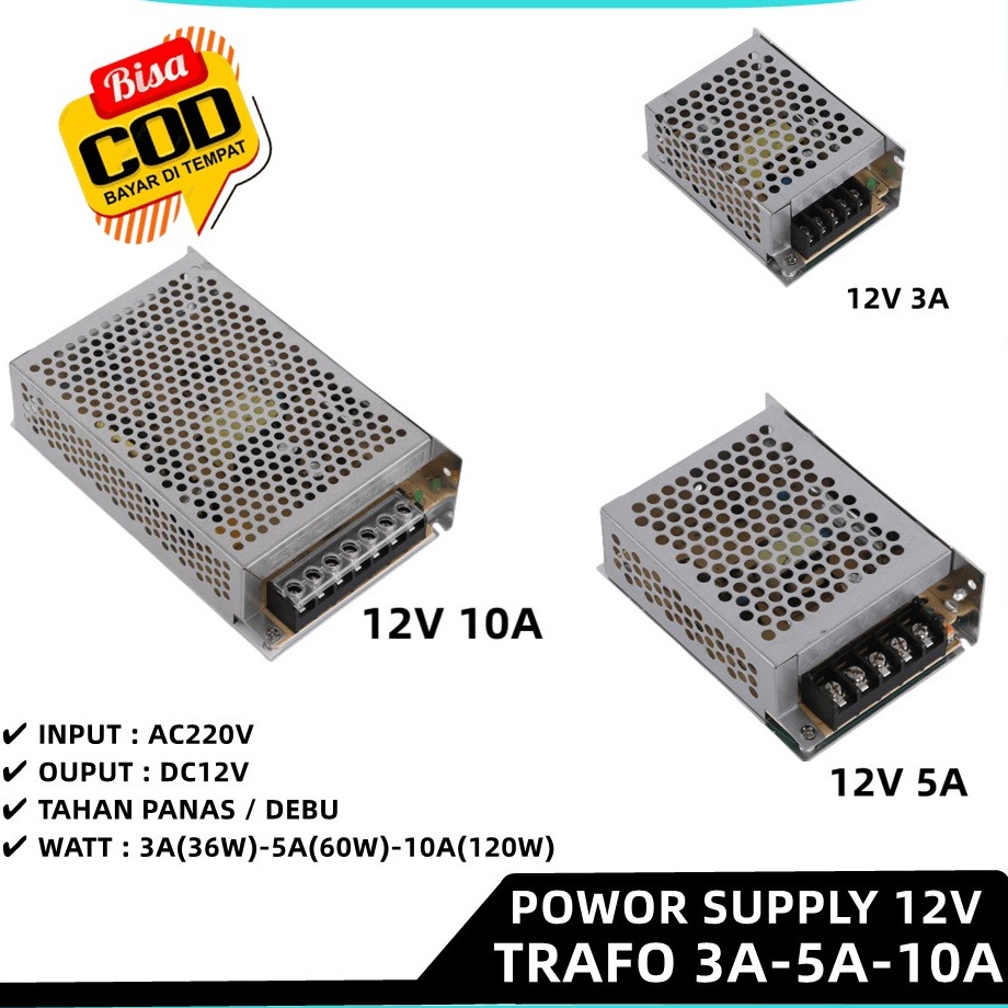 Jual Power Supply Adaptor Switching Trafo LED Strip 12V 3A 12 Volt 3 Ampere ,12V 5A 12 Volt 5 ...