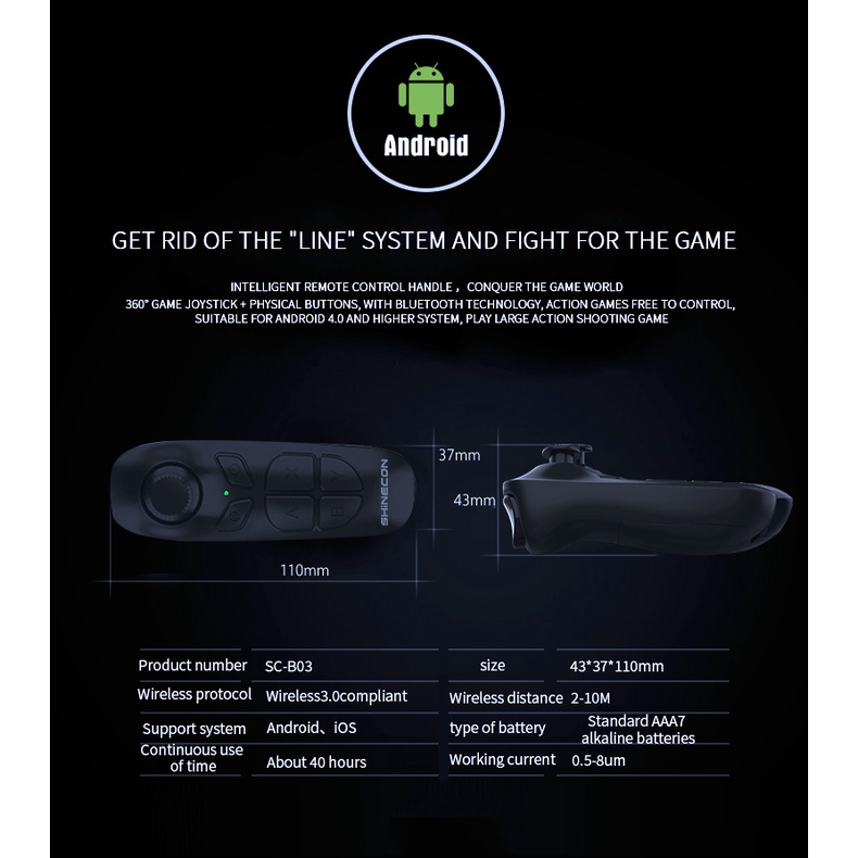 Jual Wireless Joystick gamepad Shinecon VR android & IOS gamepad remote ...