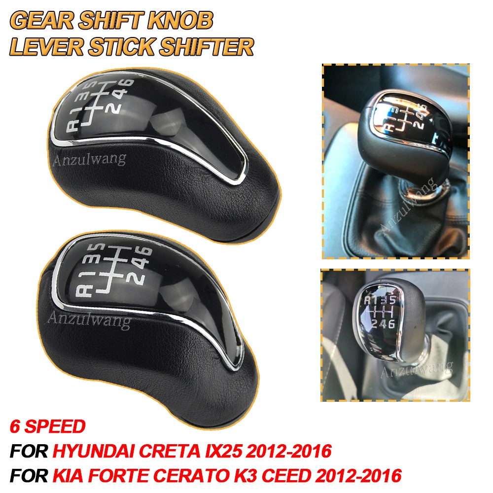 Jual NEW 6 Speed Leather Car MT Gear Shift Knob Lever Stick Shifter Knob For Hyundai Creta IX25 ...