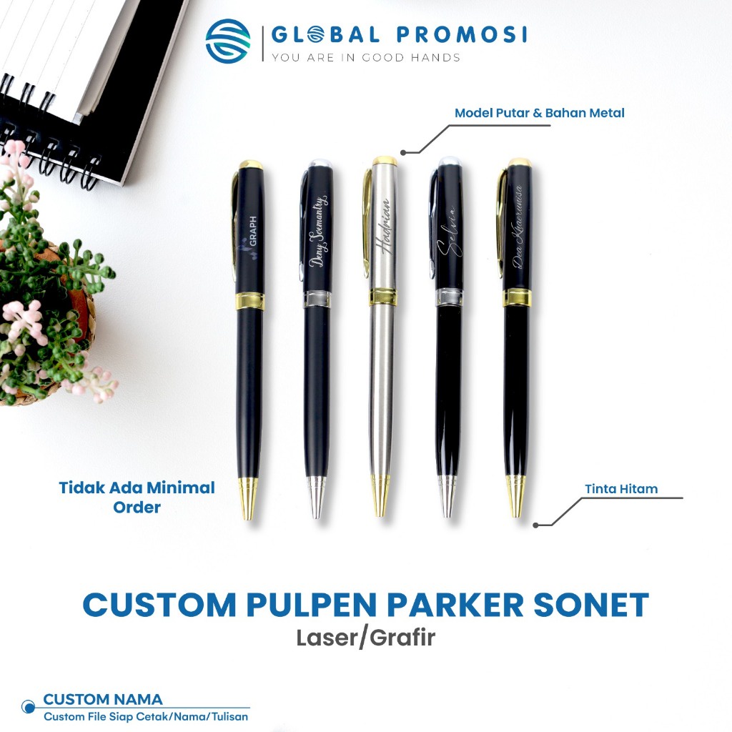 Jual Pulpen Custom Grafir Pulpen Metal Model Parker Sonet Souvenir ...