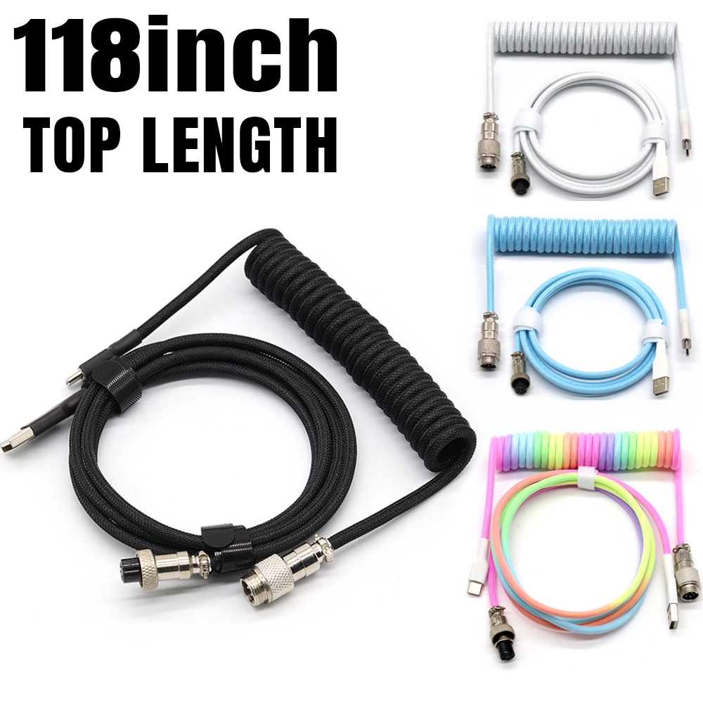 Jual 3 Meter Mechanical Keyboard Coiled Cable Wire Type C Custom Usb ...