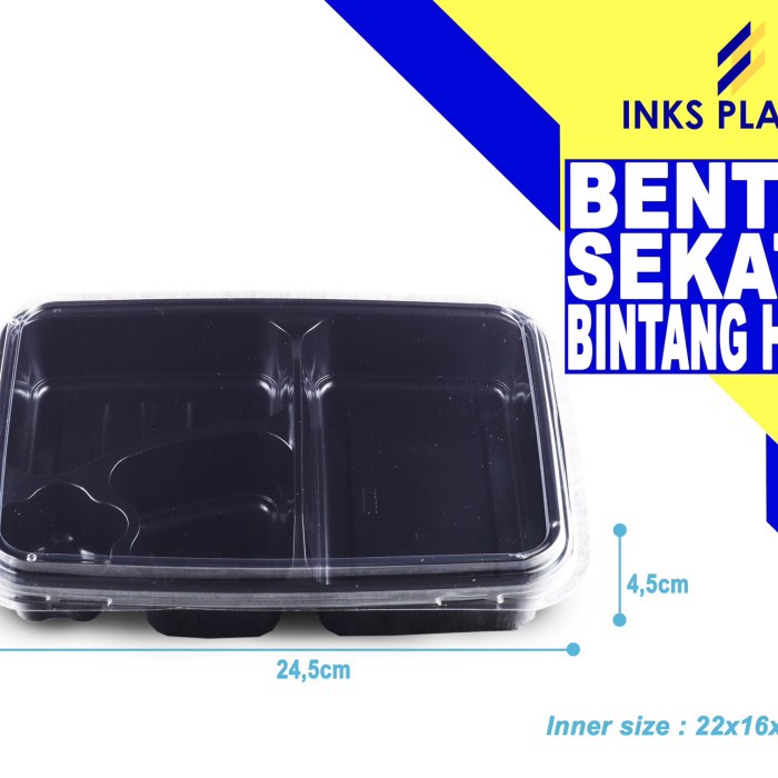 Jual ada- MIKA TRAY BENTO HITAM SEKAT 4 BINTANG HITAM/BOX NASI KATERING ...