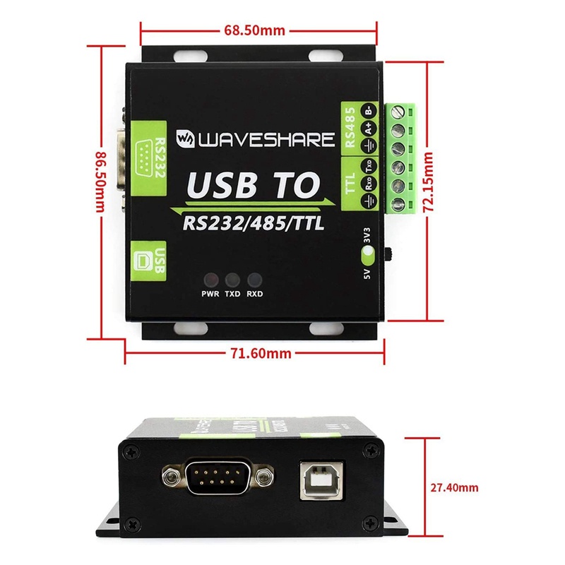 Jual Waveshare Industrial USB TO RS232/RS485/TTL Isolated Converter ...