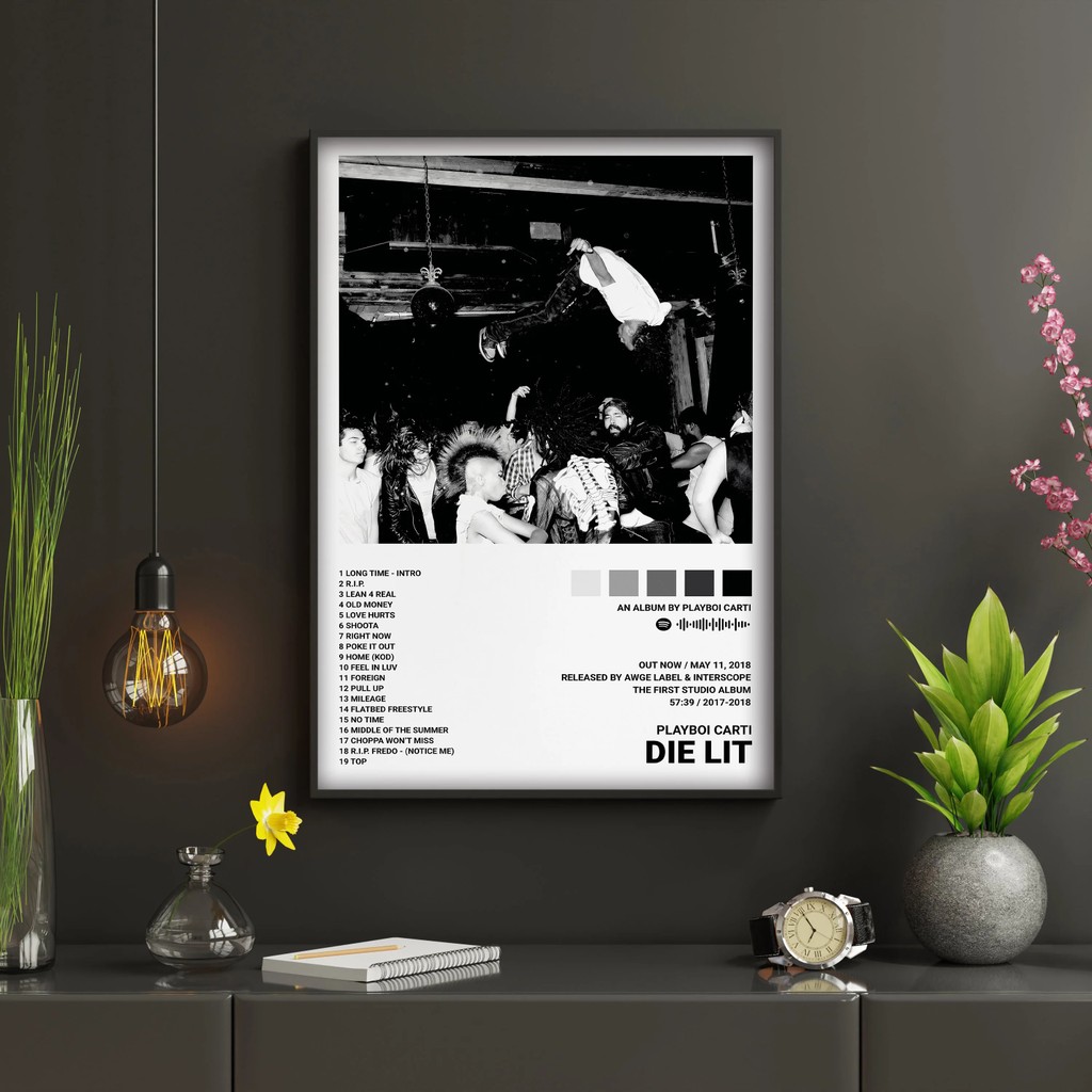 Jual Cover Hip Hop Rapper Playboi Carti Music Album Die Lit Wall Art ...