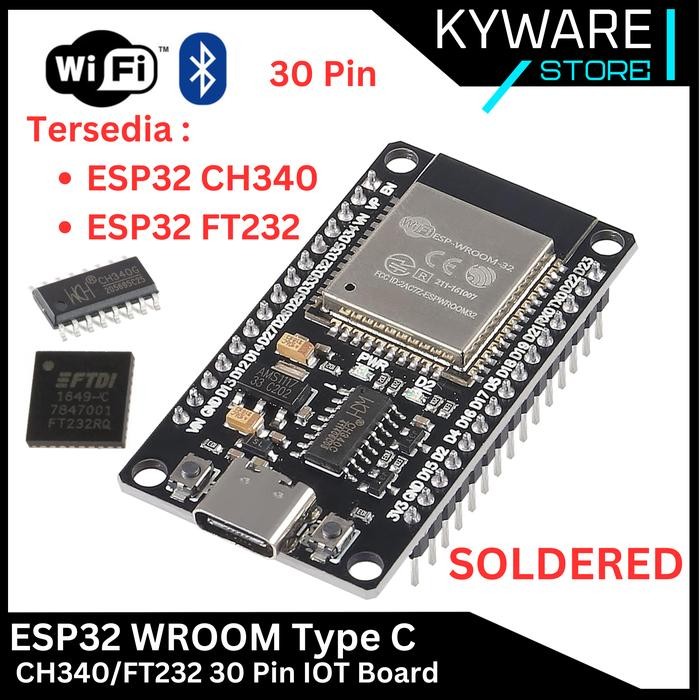 Jual ESP32 CH340 Type C ESP 32 USB C WROOM WIFI Bluetooth BLE IOT Develompent Board * | Shopee ...