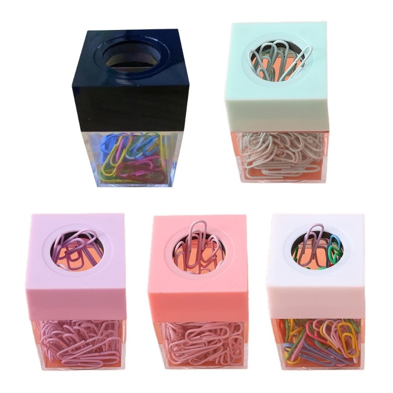 Jual Paper Clip Holder Dispenser Paper Clips Storage Box Home School ...
