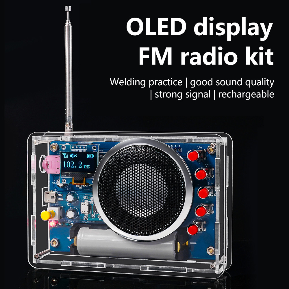Jual OLED Display Radio Assembly Kit Rechargeable FM Circuit Board ...