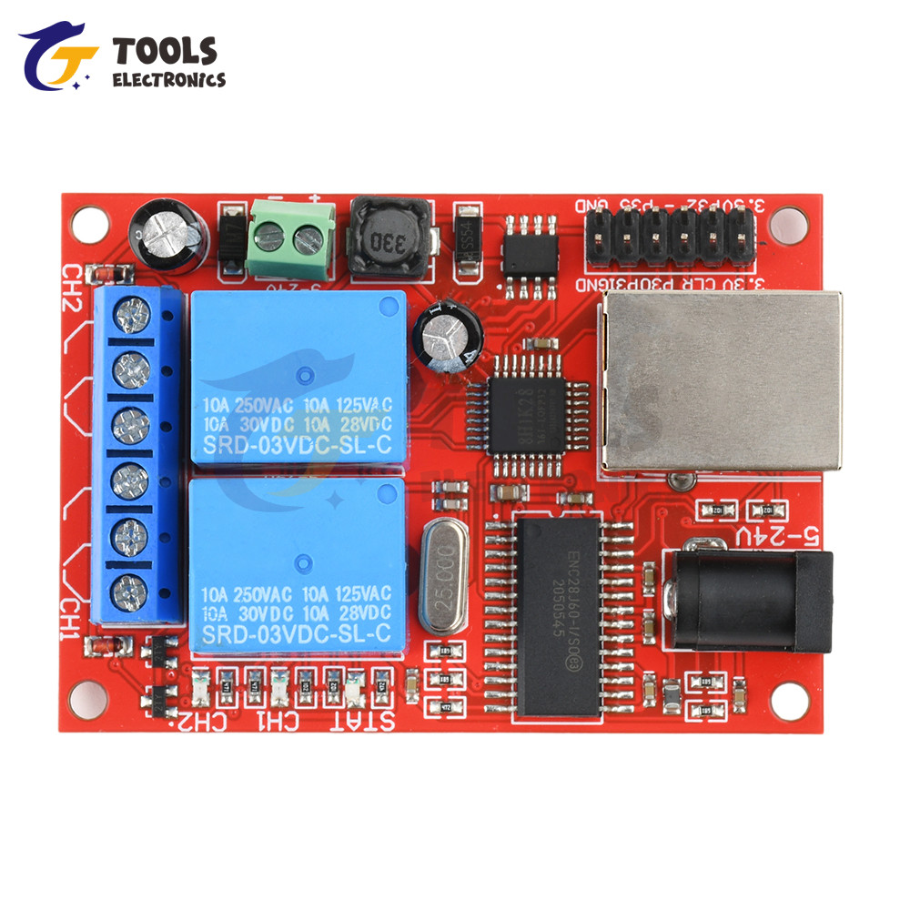 Jual LAN 2-Channel Ethernet Relay Cloud Remote Control Network Switch Timer Controller Module DC ...