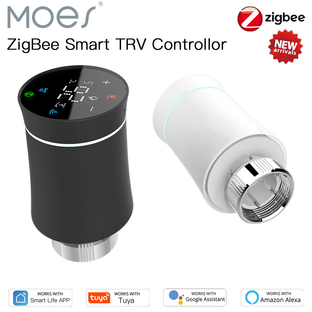 Jual MOES ZigBee 3.0 TRV Thermostat Tuya Radiator Actuator Valve Smart Programmable Temperature ...