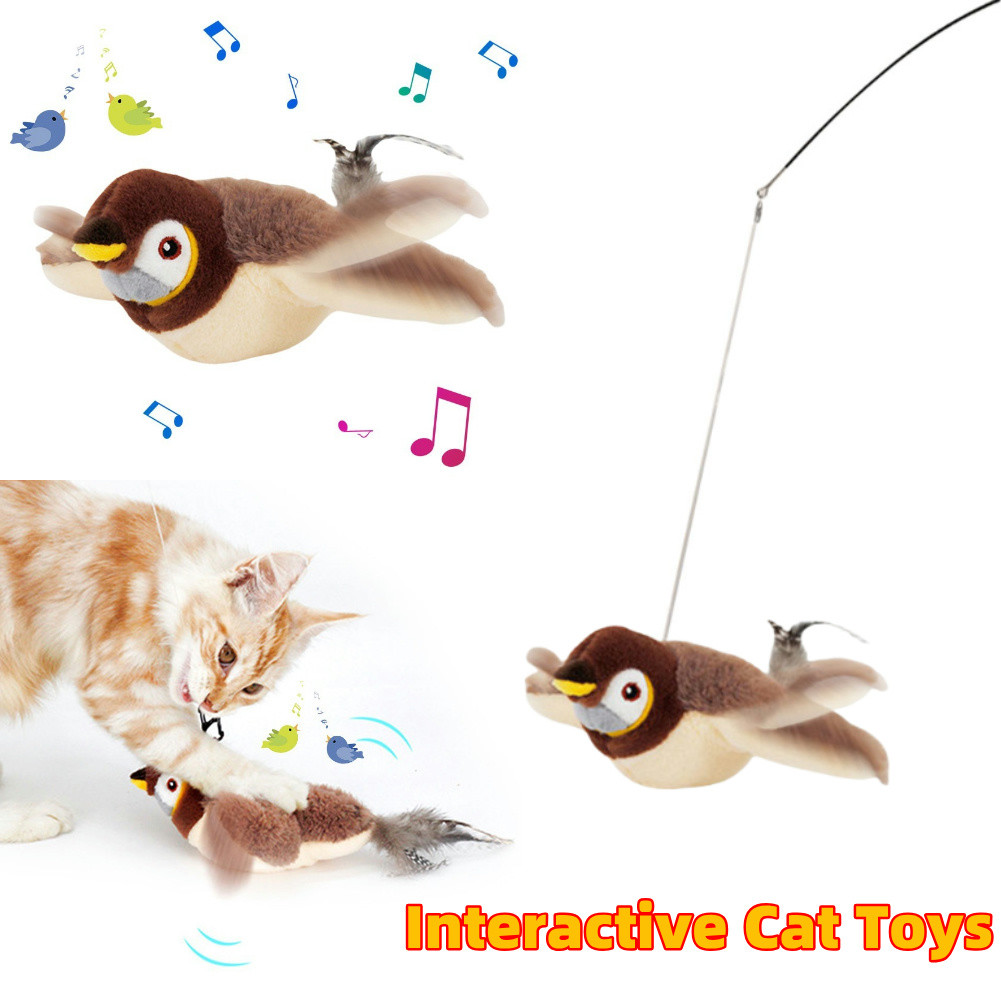 Jual Touch Sensitive Plush Interactive Cat Toys Rechargeable Chirping ...