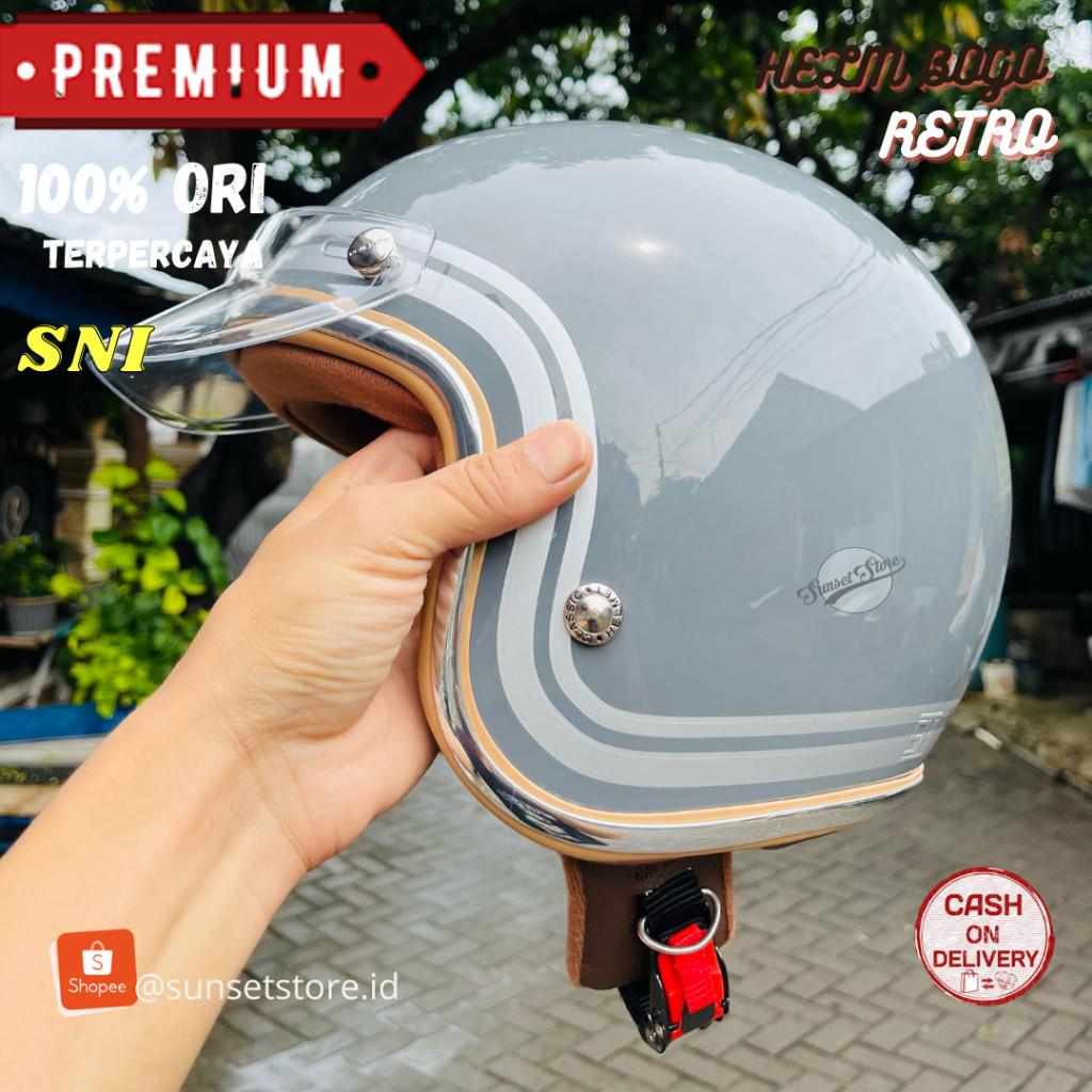Jual HELM BOGO POLOS RETRO DEWASA PRIA WANITA SNI KEKINIAN TERBARU 100% ...