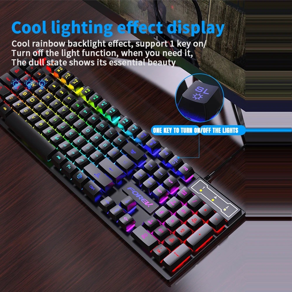 Jual Usb Wired Keyboard Rgb Color Gaming Keyboard Mechanical Feel ...