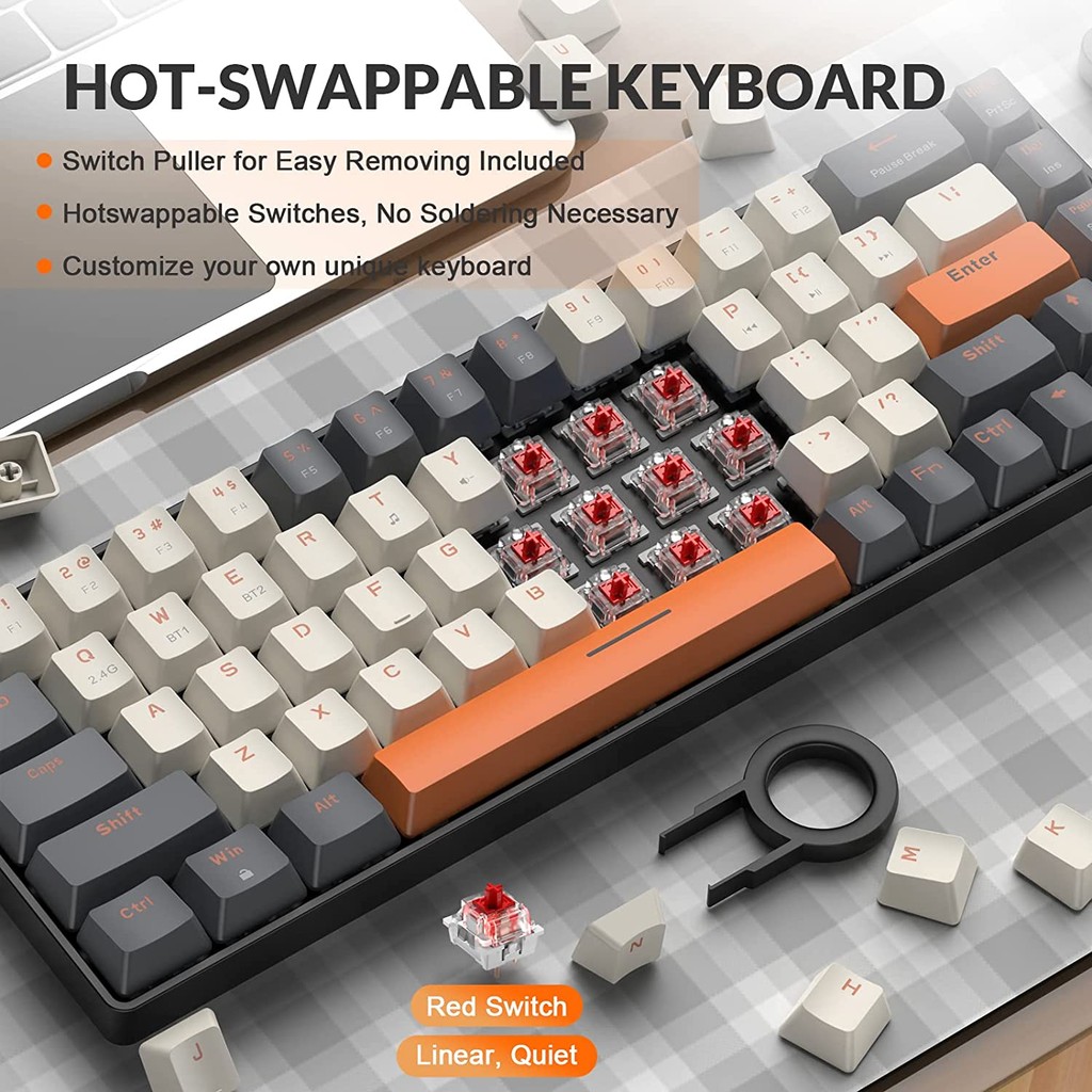 Jual 60% Wireless Mechanical Keyboard Bluetooth Dual Mode Hot-Swappable ...