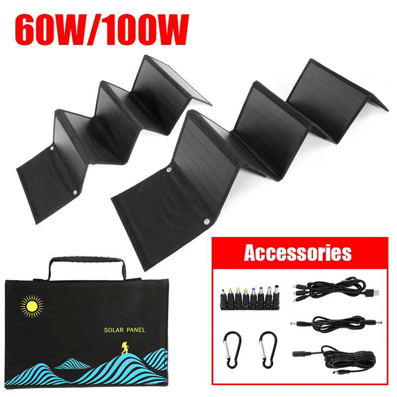 Jual 100W Solar Panel Folding Bag USB+DC Output Solar Charger Portable ...