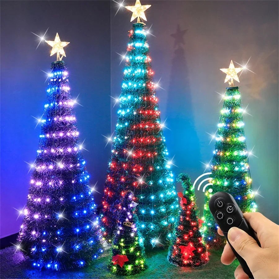 Jual 1.5M 2.1M RGB Changeable Lighted Christmas Tree with Remote ...