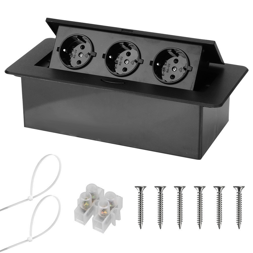 Jual Bottom top - Stop Kontak Tanam Meja Soket Pop-up 3 Lubang - Tertanam Floor/Desk Outlet ...