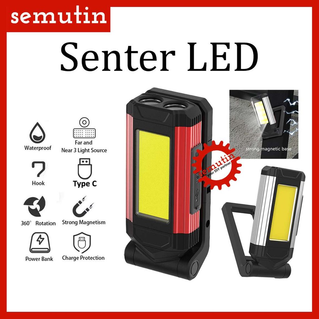 Jual Senter Lampu Kerja LED COB 5 Mode Cahaya E016x SM / Work Lights ...