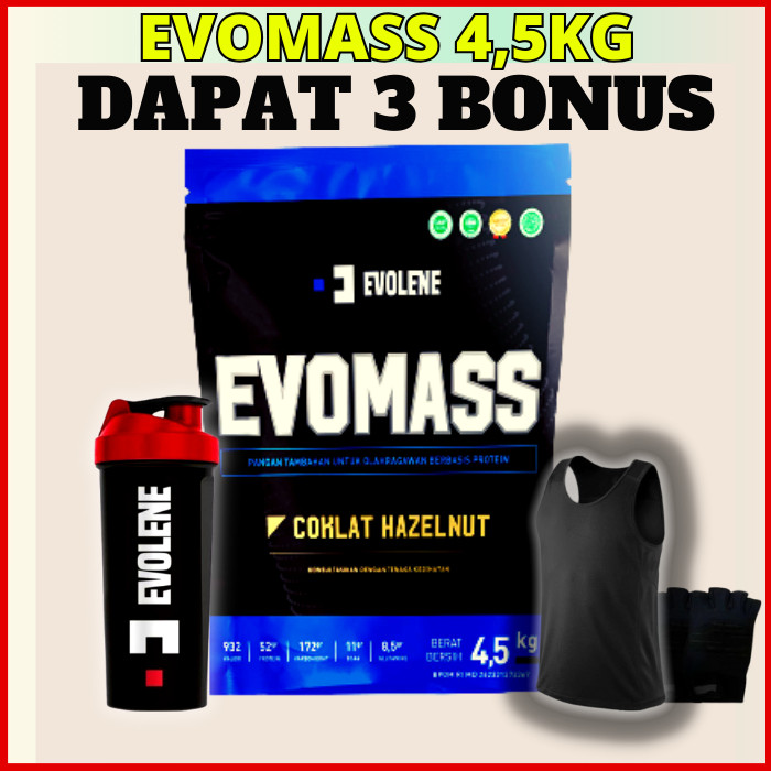Jual EVOMASS 4.5 KG GAINER EVOLENE ORIGINAL BPOM 10 LBS HALAL EVO MASS ...