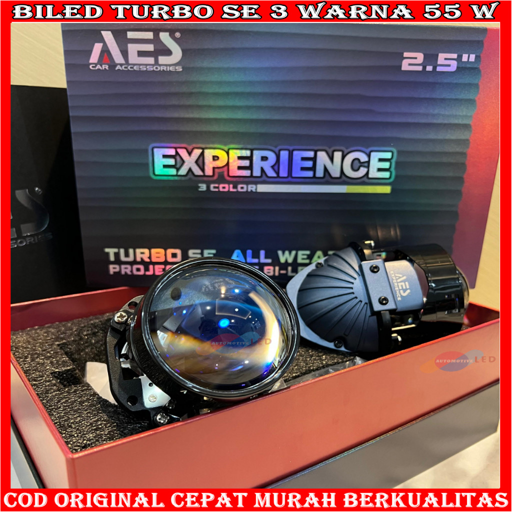 Jual LAMPU PROJECTOR BILED TURBO SE 3 WARNA AES 2,5 INCHI BLUELENS 60 ...