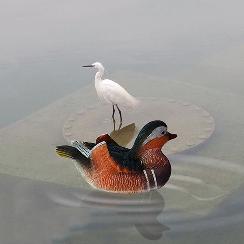 Jual Creative Realistic Mandarin Duck Statue Floating Resin Artificial ...