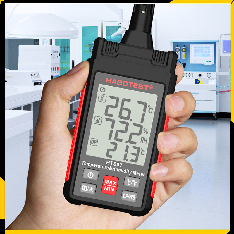 Jual HT607 Digital Psychrometer Meteran Kelembapan Sekitar Unit C/F ...