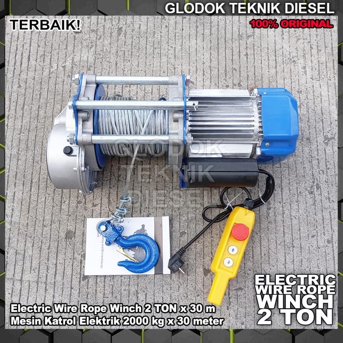 Jual Electric Wire Rope Winch Hoist 2 Ton X 30 Meter 1 Phase Wirerope ...