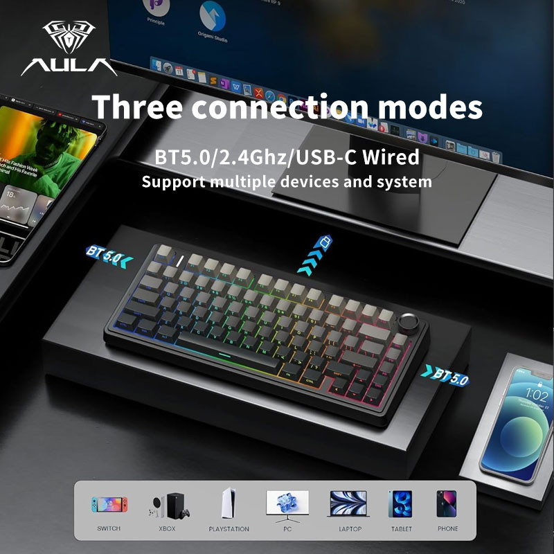 Jual Aula F75 Wireless Game Mechanical Keyboard Rgb Customized 75% ...