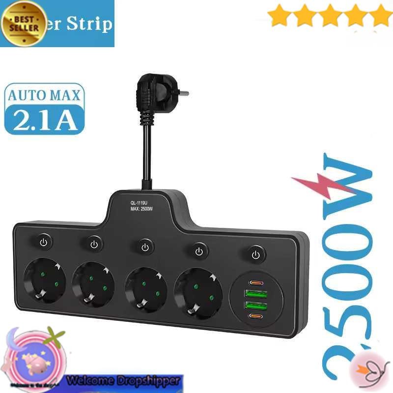 Jual Yourfav QIAOLIAN Stop Kontak USB Type C EU Plug 10A 110-250V 2500W ...
