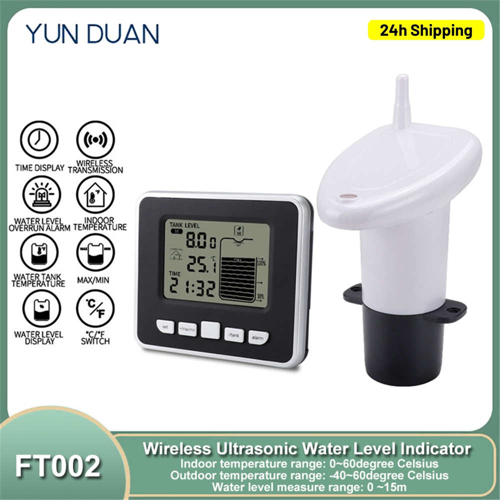 Jual TUY Wireless Ultrasonic Water Level Indicator Gauge Water Tank ...