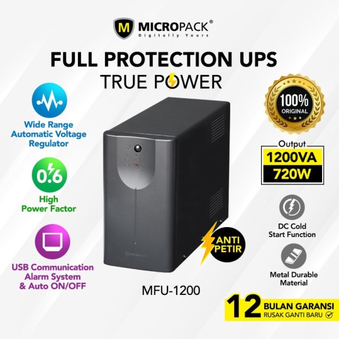 Jual HARGA DISC - Micropack UPS Anti petir 1200VA / 720WATT Battery 7 ...