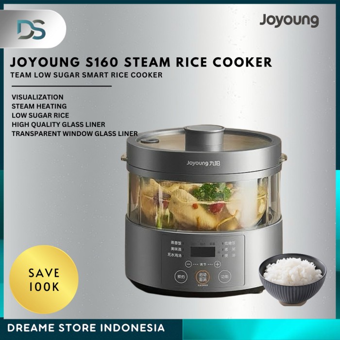 Jual JOYOUNG S160 3L RICE COOKER MULTIFUNGSI LOW CARBO NO COATING GLASS ...
