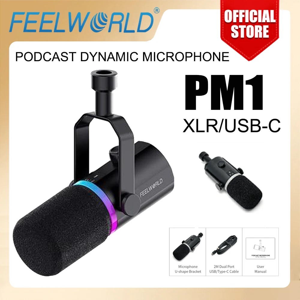 Jual HLA FEELWORLD PM1 Dynamic Microphone for Podcasting Recording ...