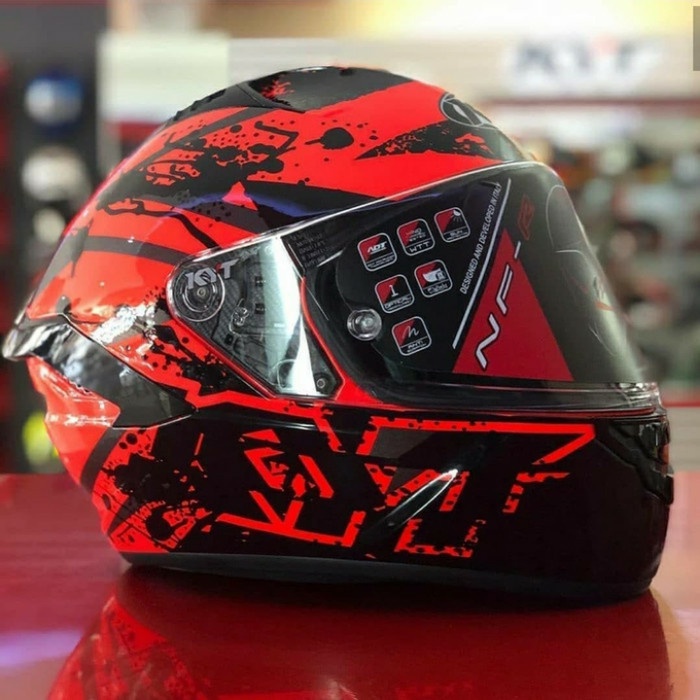 Jual Helm Kyt Nfr Neutron Black Red Full Face Nf-R Modif | Shopee Indonesia