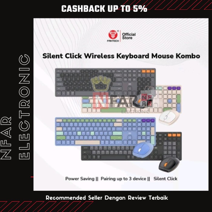Jual Keyboard Mouse Wireless Fantech GO POP WK895 Keyboard Combo 2 in 1 | Shopee Indonesia