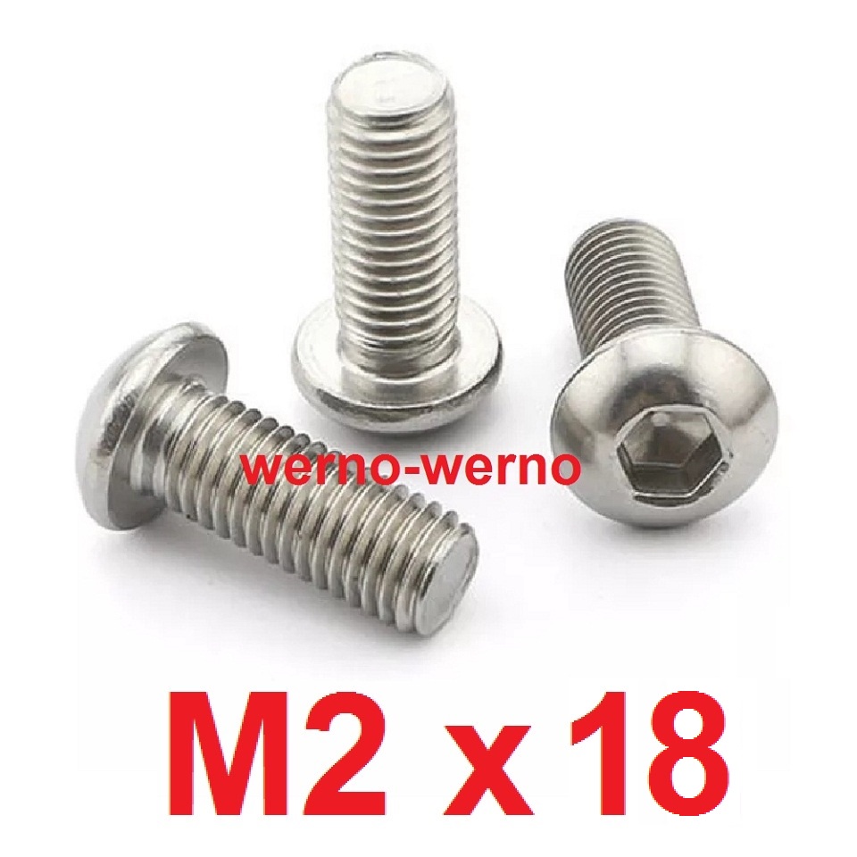 Jual Button Head M2x18 Stainless Steel Bolt Hex Baut L M2*18 2mm x 18mm ...