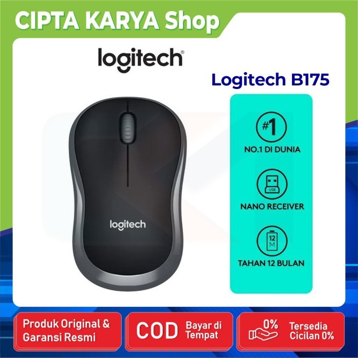 Jual Logitech B175 Mouse Wireless Original Black | Shopee Indonesia