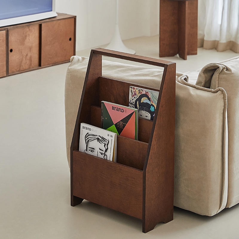 Jual Nordic Solid Wood Magazine Rack Vintage Coffee Shop Small ...