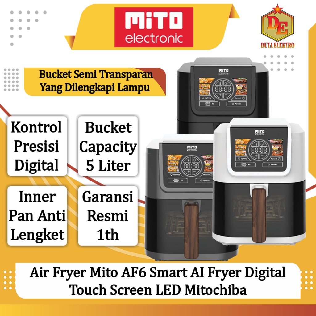 Jual Air Fryer Mito AF 6 Smart AI Fryer Digital Touch Screen LED ...
