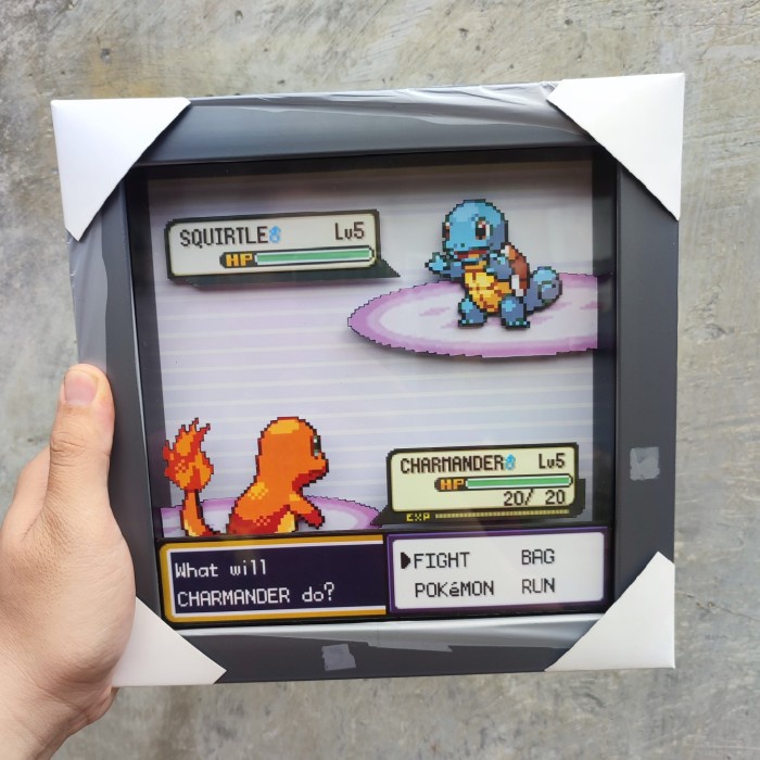 Jual Shadow Box Frame Diorama Pokemon Fire Red Charmander Vs Squirtle ...