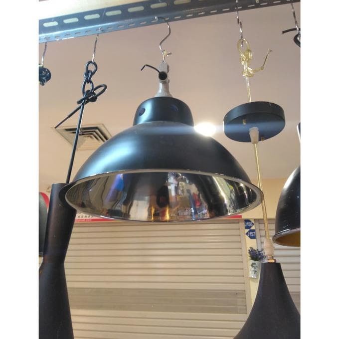 Jual Kap Lampu Gantung Industri Hitam Stainles Alumunium 12 14 16in +fiting | Shopee Indonesia