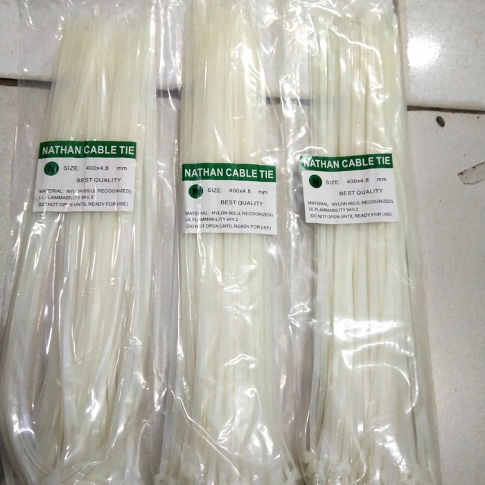Jual NATHAN CABLE TIE /KABELTIS /PENGIKAT PUTIH (STRONG TEBAL 4.8 X ...