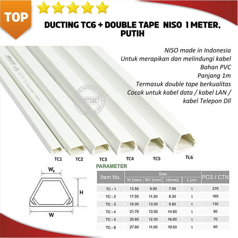 Jual cable duct TC 6 ducting with double tape | Shopee Indonesia
