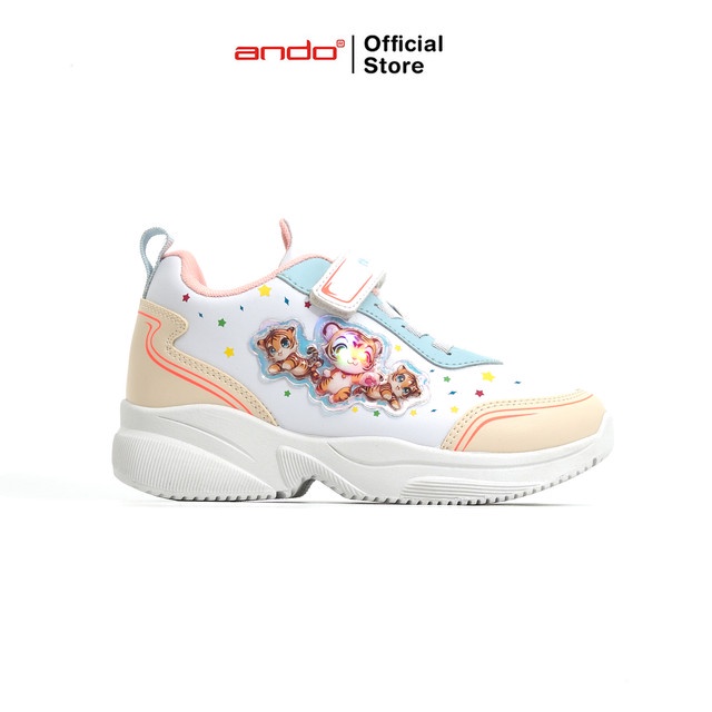Jual Ando Official Sepatu Sneakers Cute Lion V Anak - Putih/Krem/Persik ...