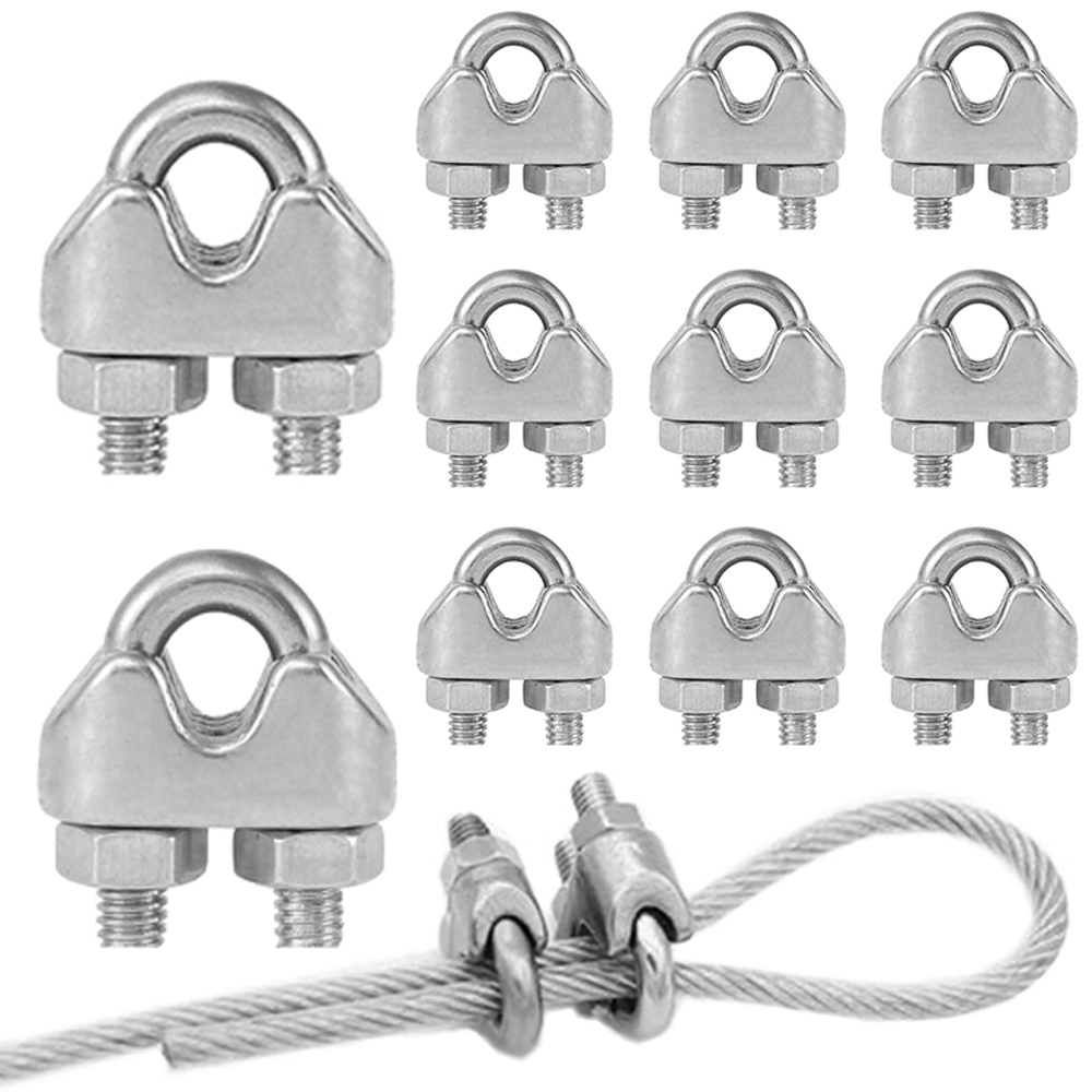 Jual 12/24Pcs U Type M3 Cable Clamps 3mm Wire Rope Fixing Clip Bolts ...